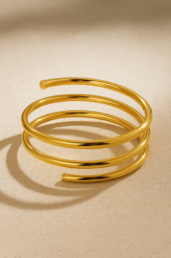 Large Coil Gold Plated Bangle | Galleria Armadoro