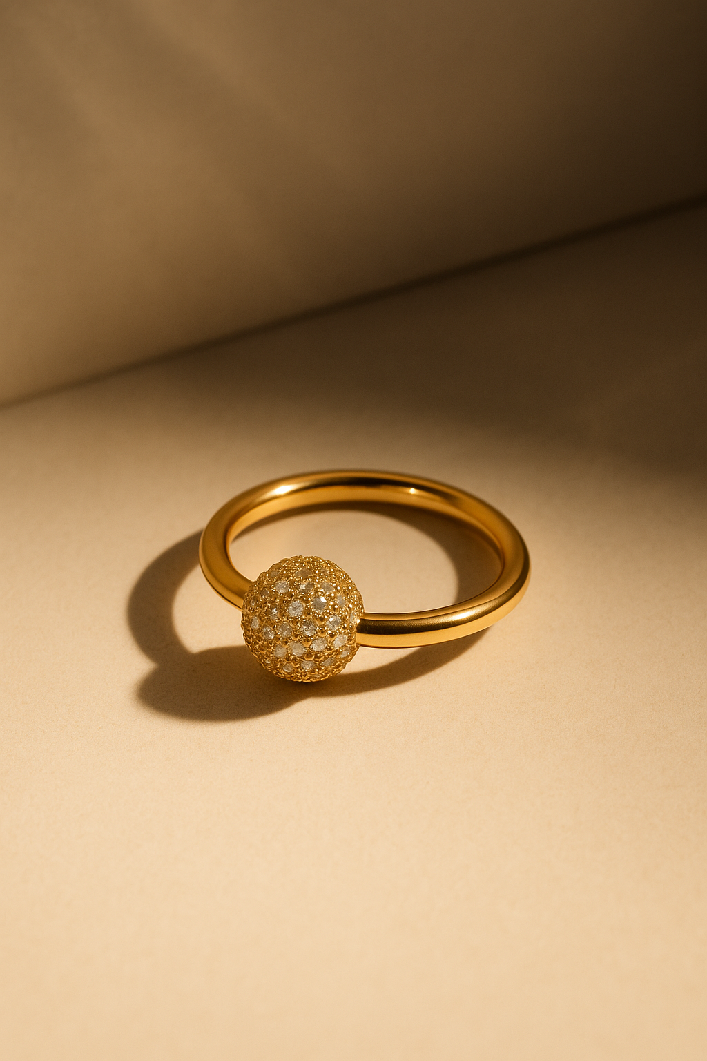 Lumi pave gold bead ring | Piercing Ball Pave Ring – Galleria Armadoro